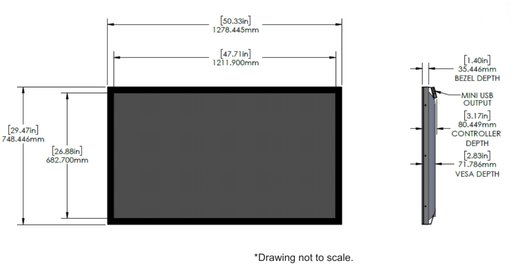 55" PCAP: Panasonic: Integrated Touchscreen w/ PCAP Metal Mesh (TH ...