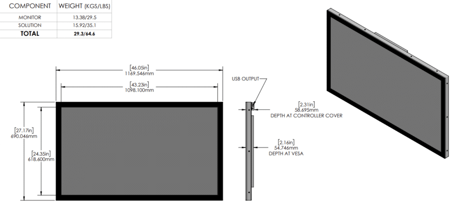 50" PCAP: Samsung: Integrated Touchscreen Display w/ PCAP Metal Mesh ...