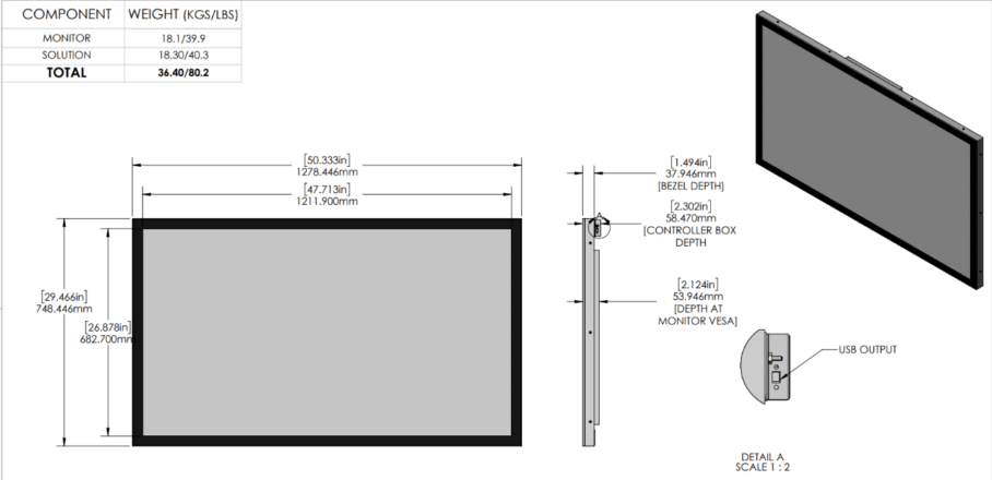 55" PCAP: Samsung: Integrated Touchscreen Display w/ PCAP Metal Mesh ...