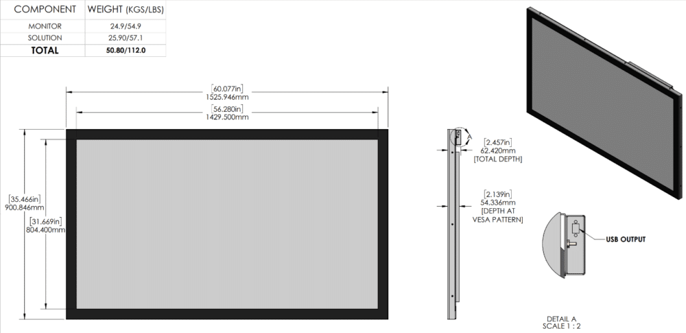 65" PCAP: Samsung: Integrated Touchscreen Display w/ PCAP Metal Mesh ...