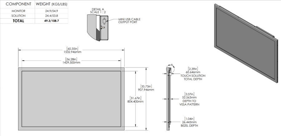 65" PCAP: Samsung: Integrated Touchscreen Display w/ PCAP Metal Mesh ...