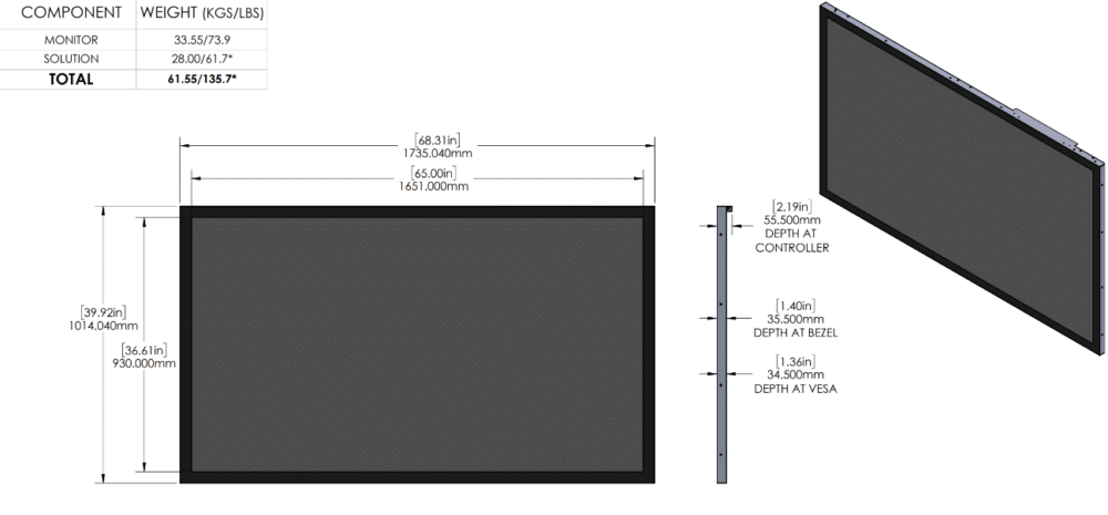 75" PCAP: Samsung: Integrated Touchscreen Display w/ PCAP Metal Mesh ...